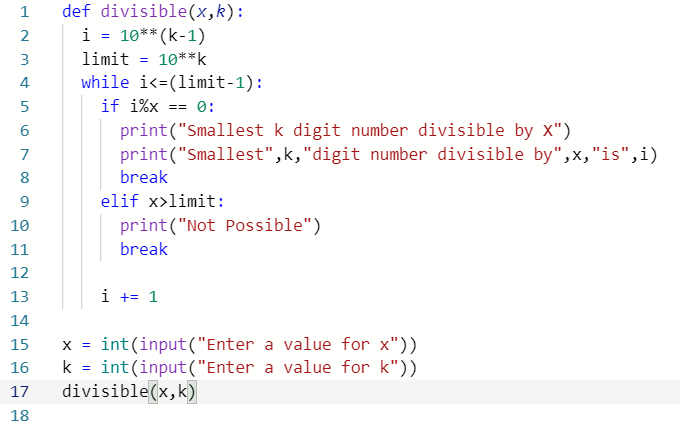 Smallest K digit Number Divisible by X - by S_Puja