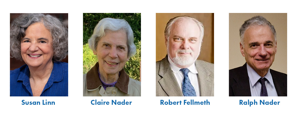 Live Zoom Taping w/Susan Linn, Claire Nader, and Robert Fellmeth