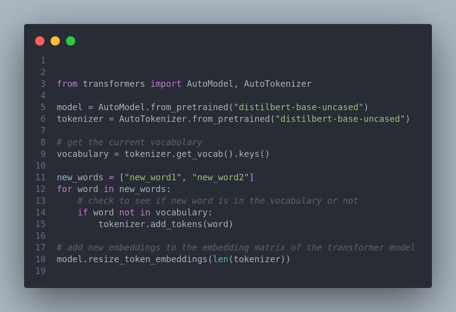 How to add new tokens to a transformer model vocabulary