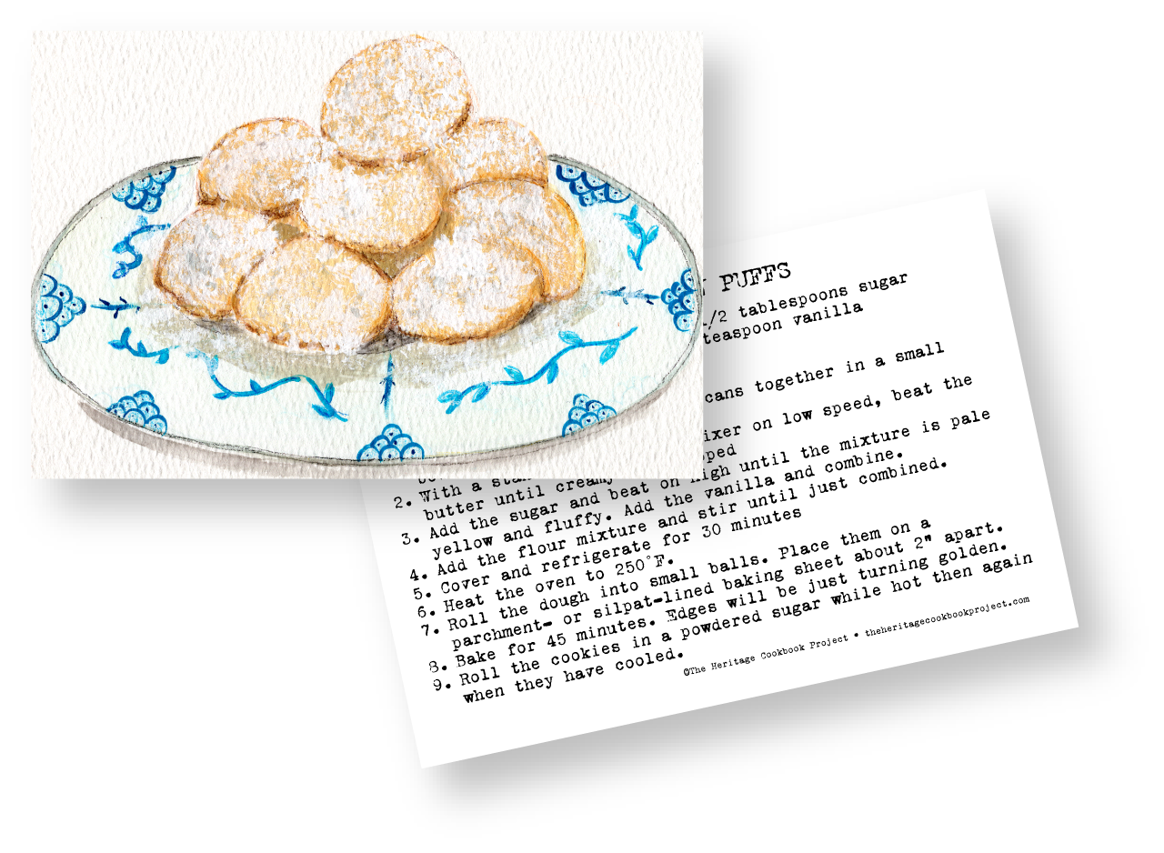 Pecan Puffs Printable Recipe Card - by Leigh Olson