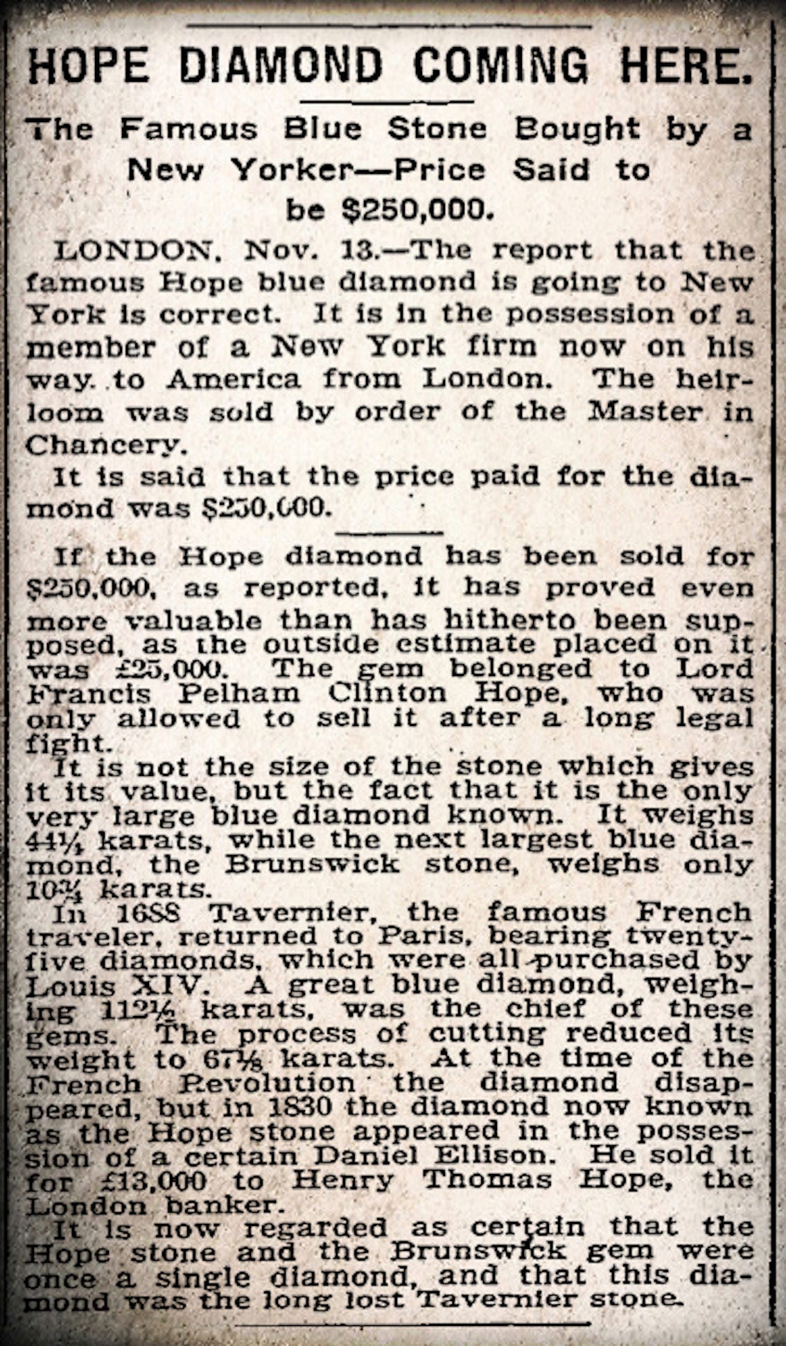 The true curse of the blue diamond