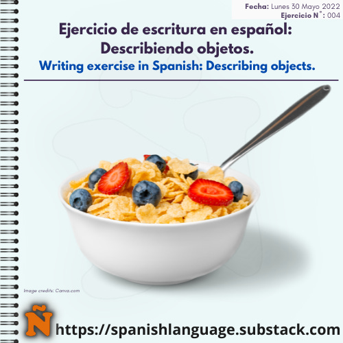 Spanish Writing Exercise: Describing objects (004)