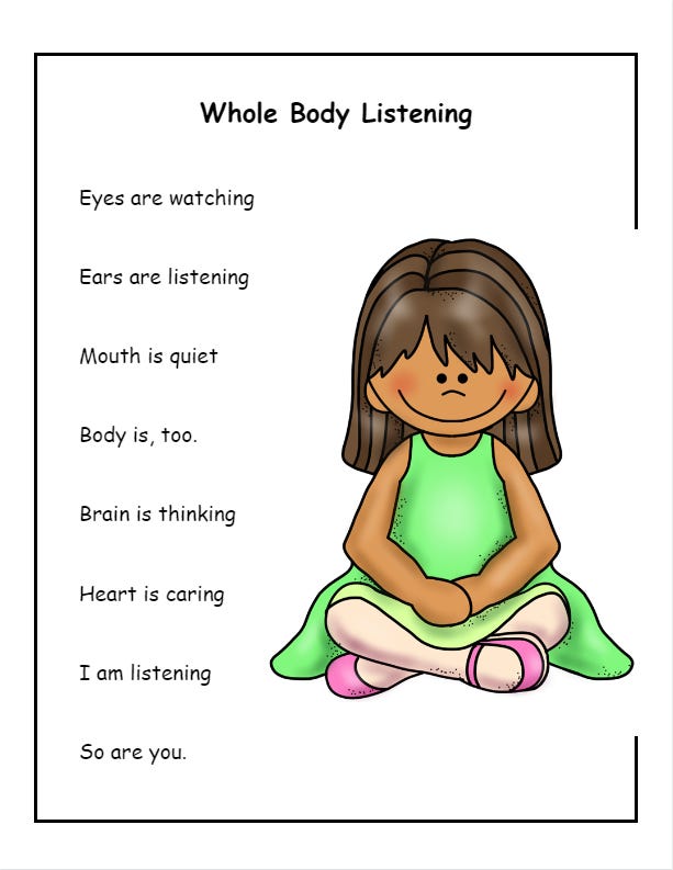 Whole Body Listening Poster Whole Body Listening Posters Rainbow