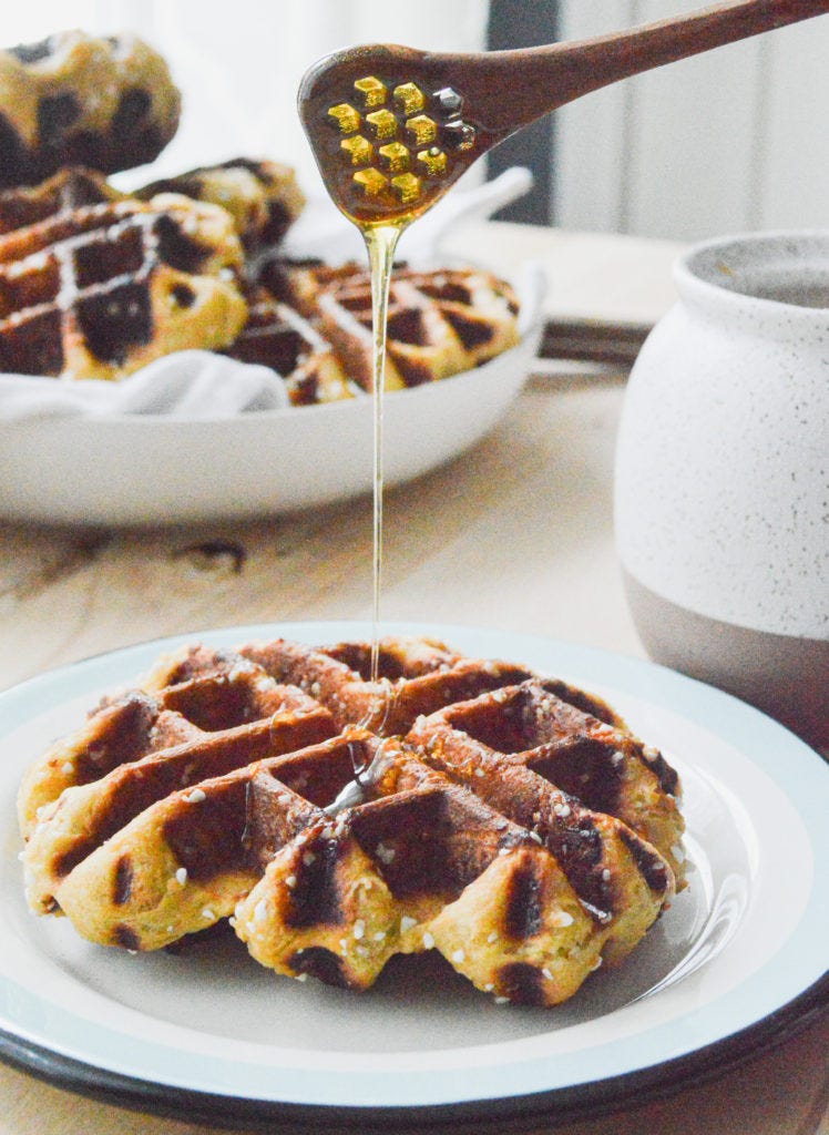 Brown Butter Liege Waffles with Honey & Smoked Sea Salt