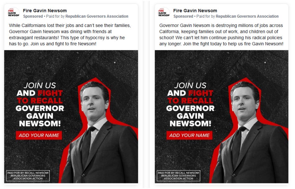 Digital ads launch left and right in CA recall election