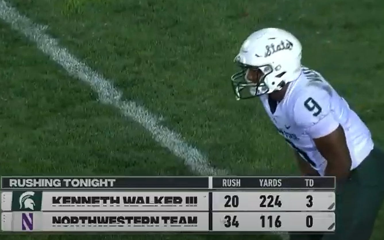 Ken Walker the four-touchdown debut at Michigan State