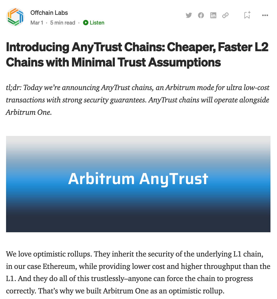Podcast conversation: Scaling Ethereum and Web3 using Arbitrum optimistic rollups, with Offchain ...