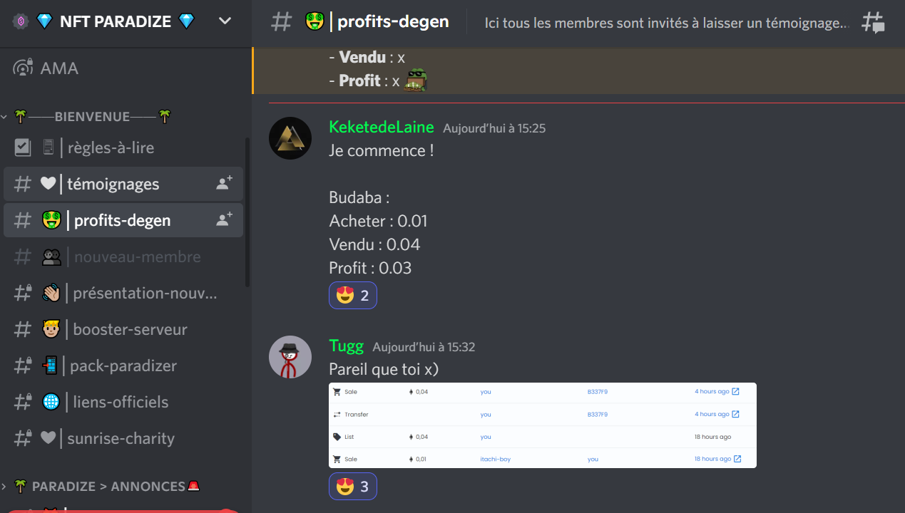 La haute valeur de NFT Paradize n'en finit pas