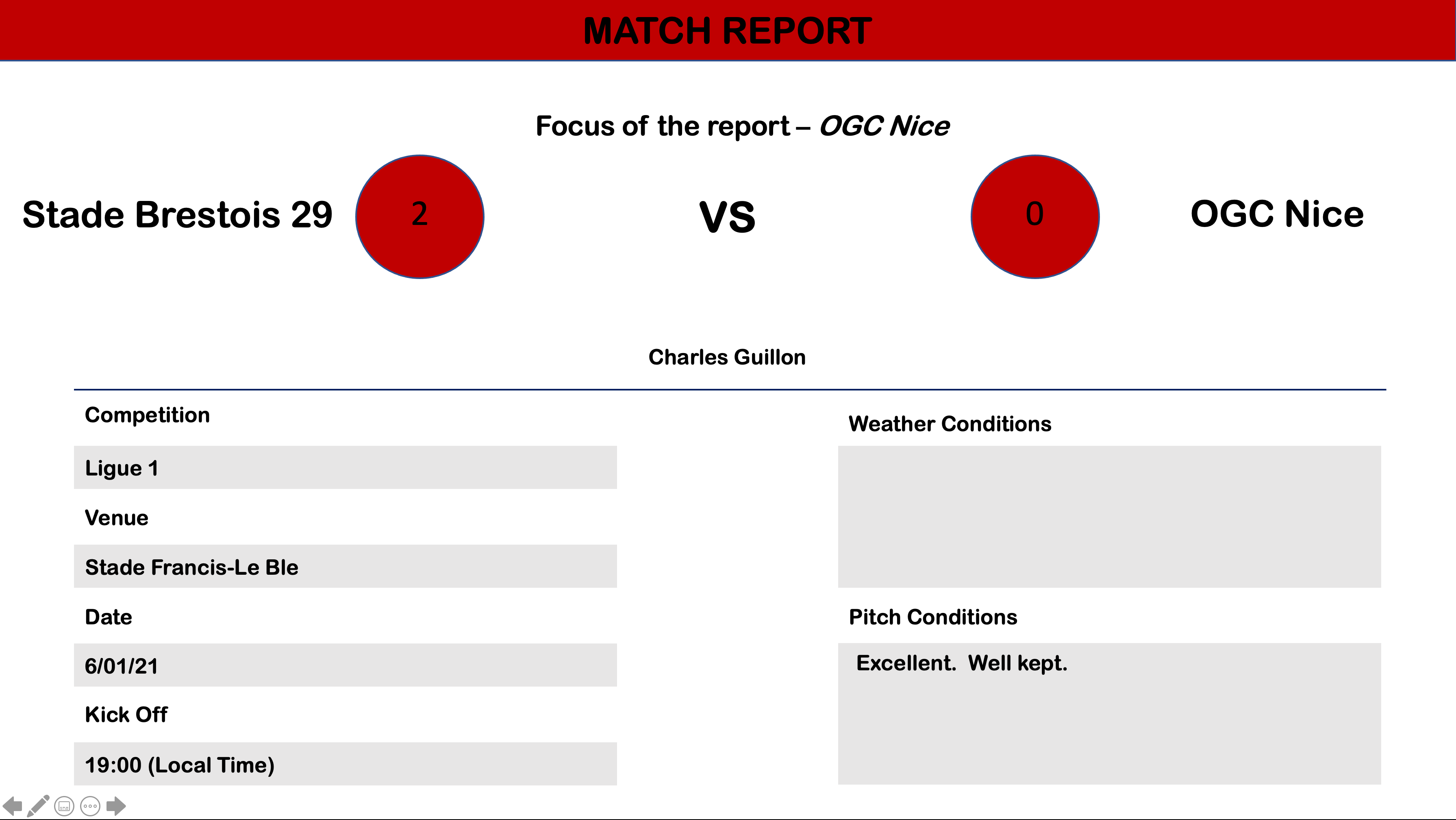 Opposition/Match Report - OGC Nice - by Charles Guillon