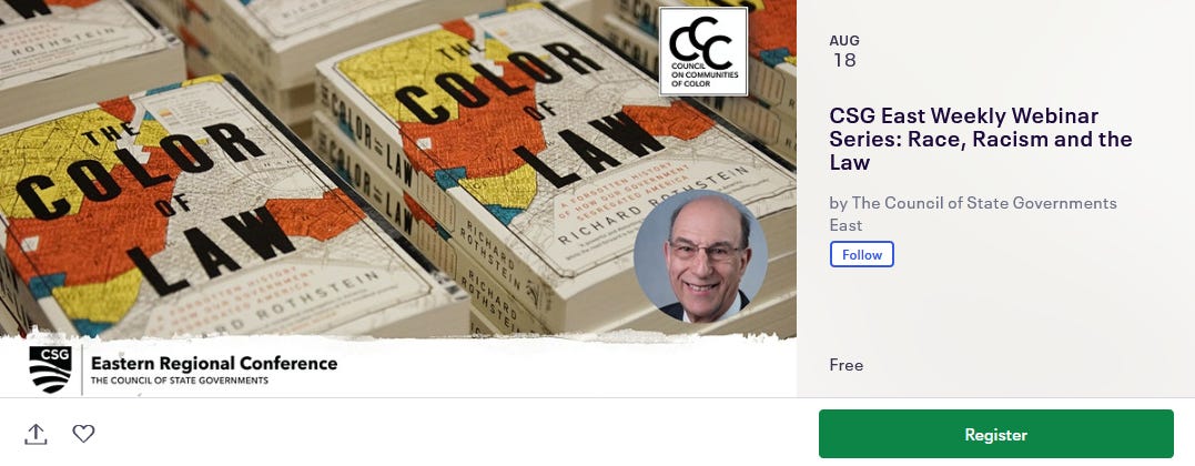 REGISTER: Discussion w/ "The Color of Law" Author Richard Rothstein