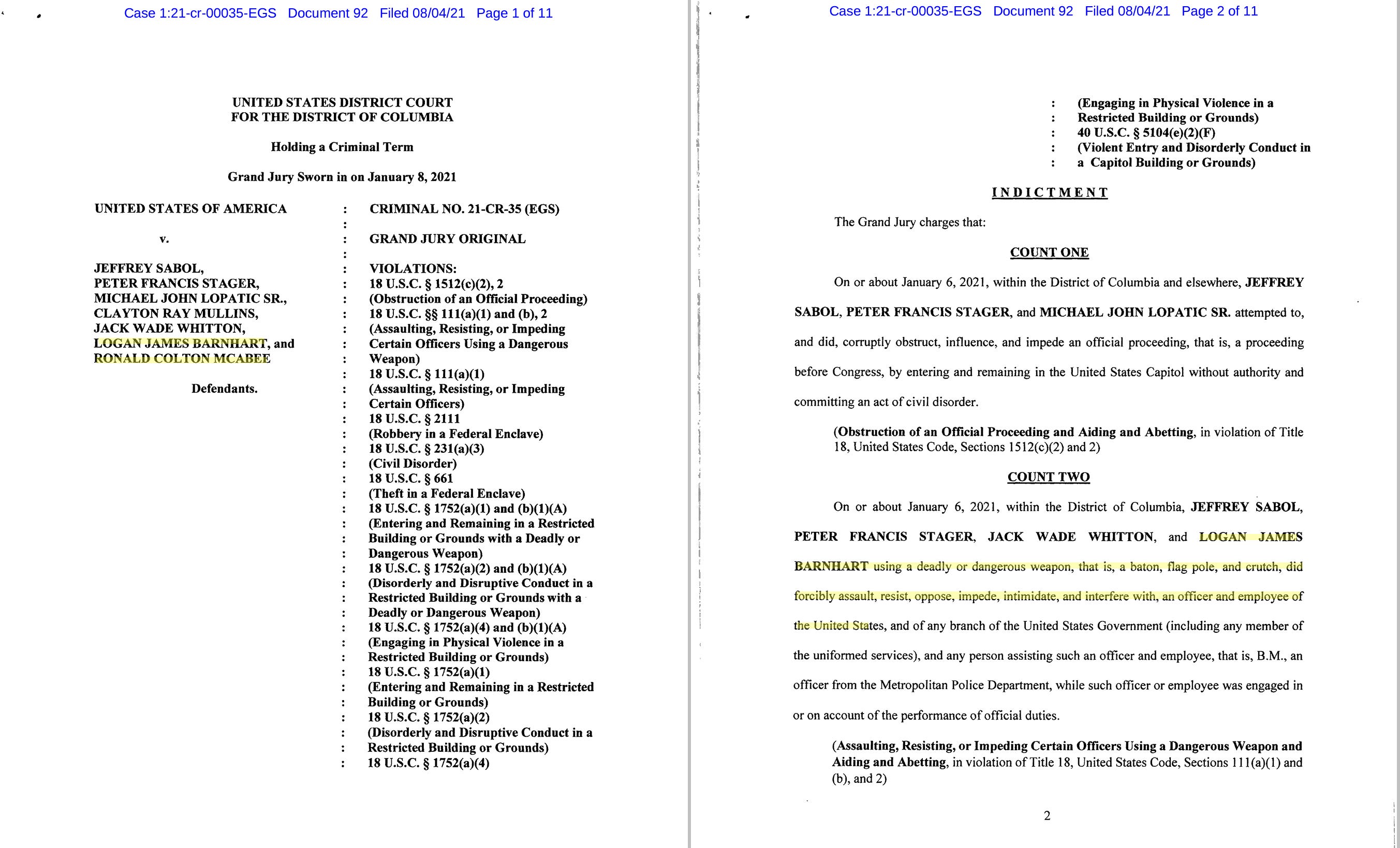 LOGAN JAMES BARNHART & RONALD COLTON MCABEE -2nd superseding indictment ...