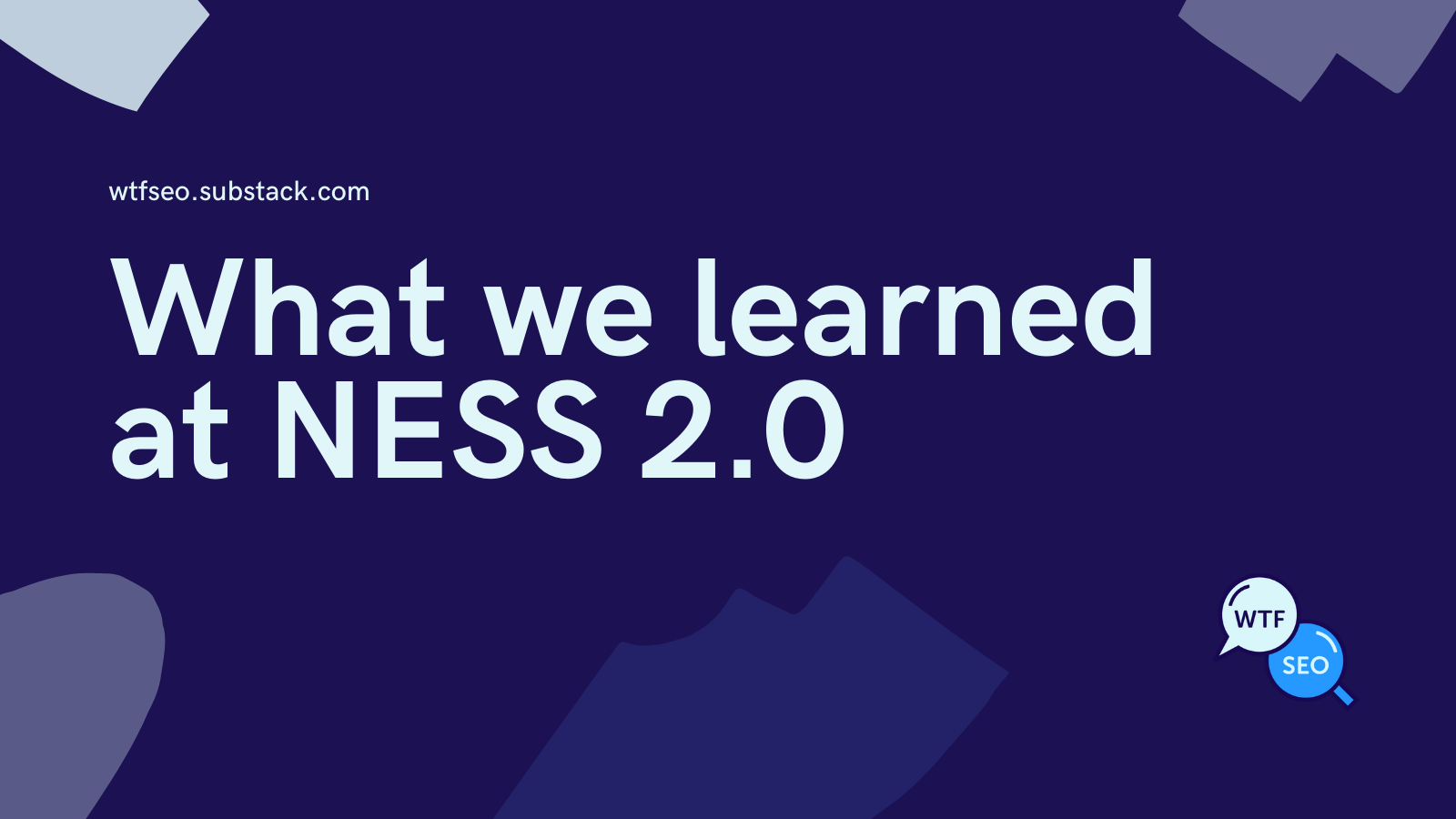 What we learned at NESS 2.0 (part two!) - WTF is SEO?