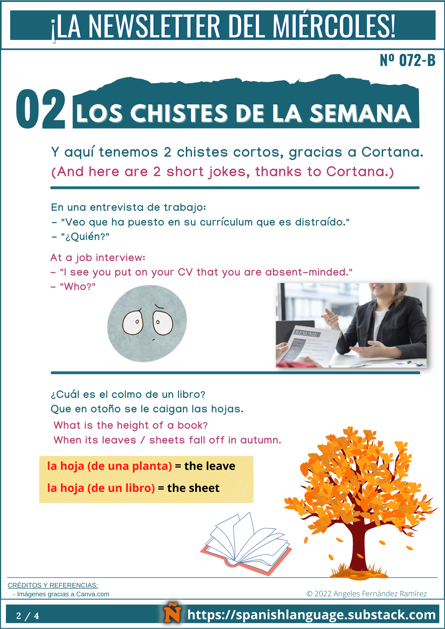 📖Wednesday’s Spanish Language Newsletter! (072-B)