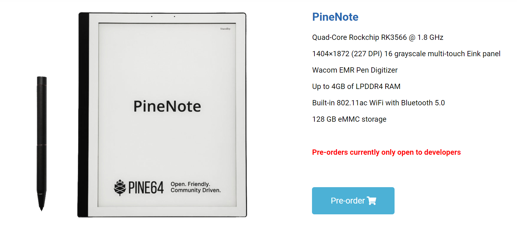 Pine64's e-Paper tablet now booting mainline Linux