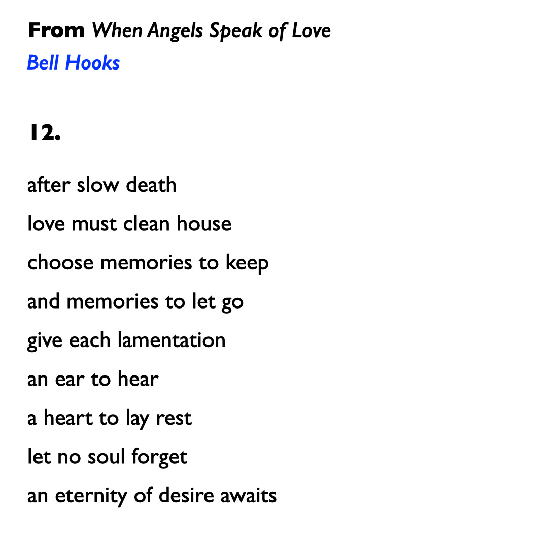 Poems from Bell Hooks' - ''When Angels Speak of Love"