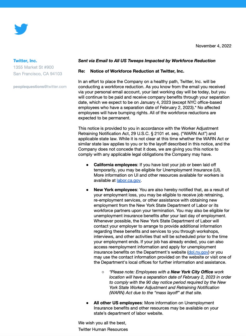 Details of Twitter's Layoffs - by Luppe B. Luppen