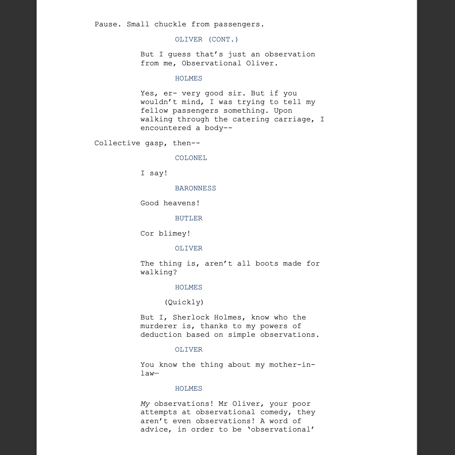 Notes on "Observational Oliver" by Angela Channell