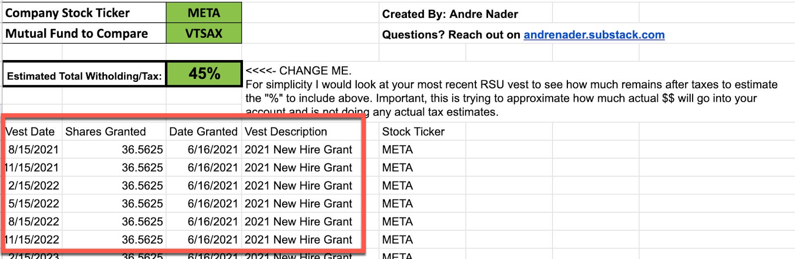 RSU Dashboard and Equity Compensation Tracker