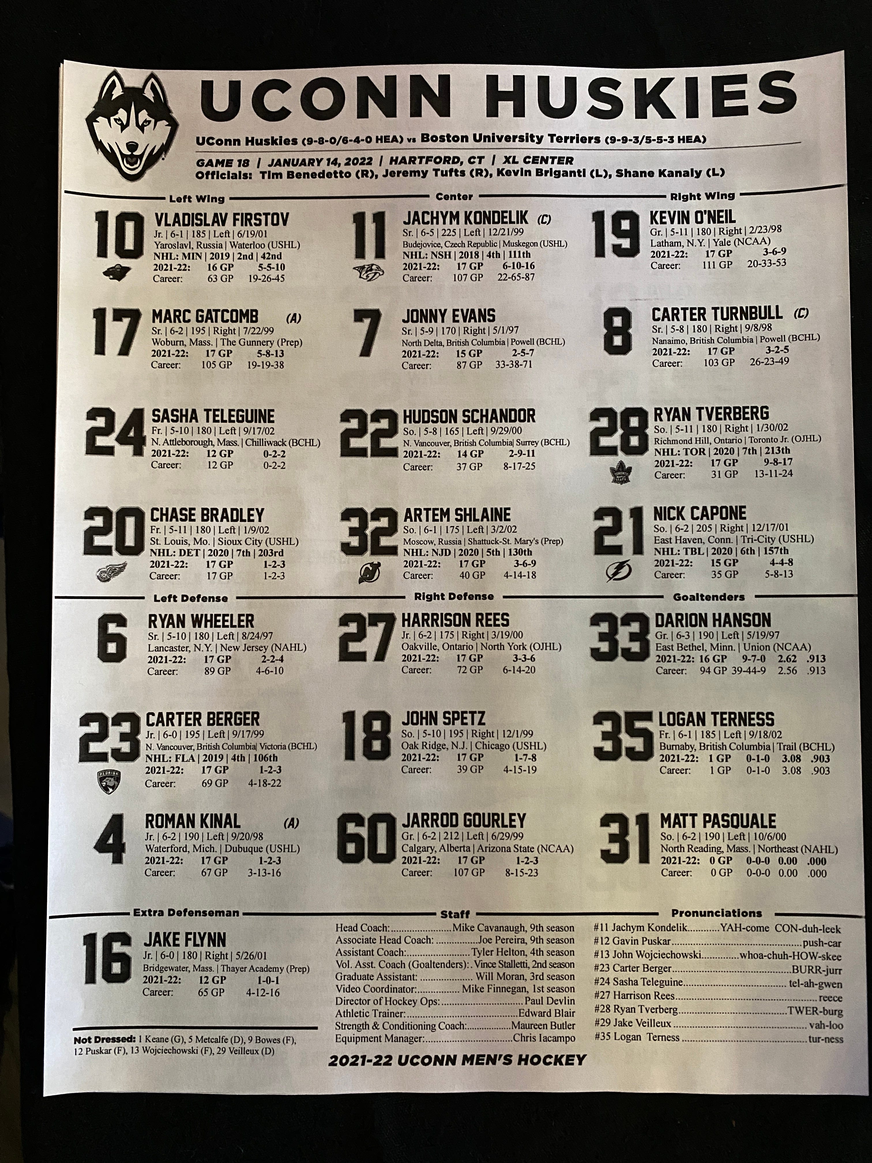 Lines: UConn vs. Boston University - by Daniel Connolly