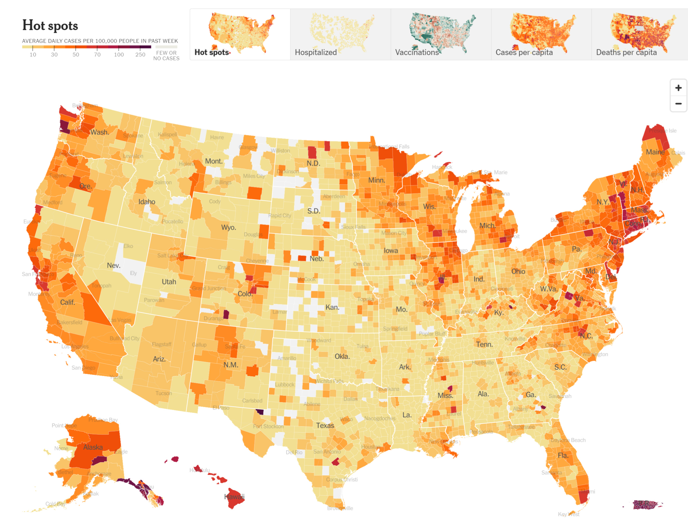 comparing covid maps of the US - by el gato malo