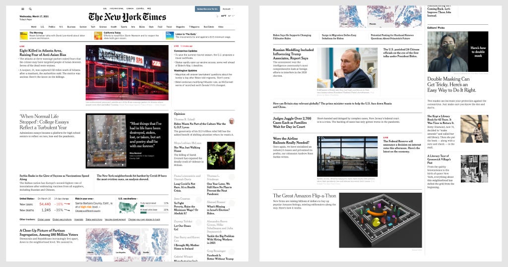 Tracking the front page of the New York Times - by Tom