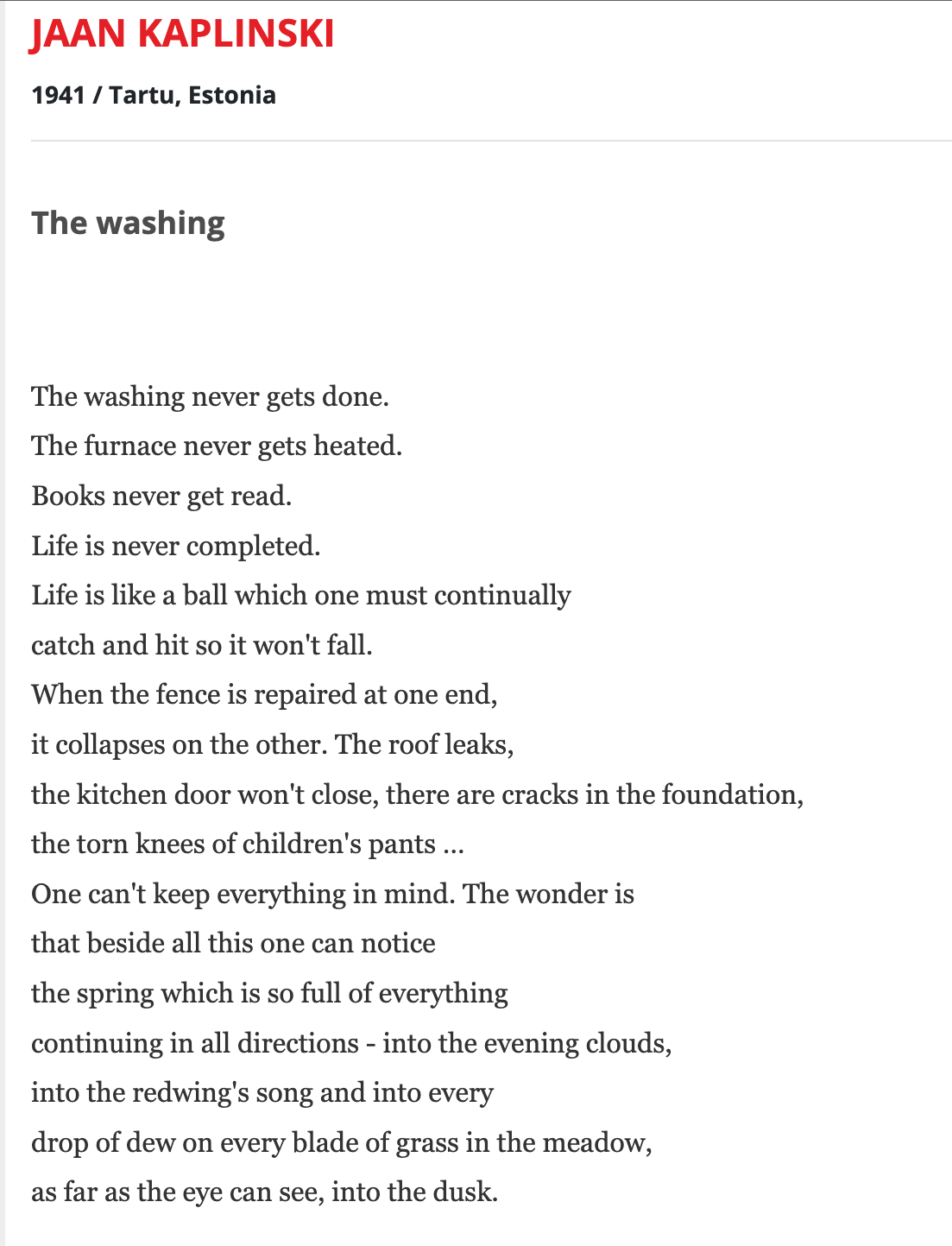 The washing never gets done - by Emily