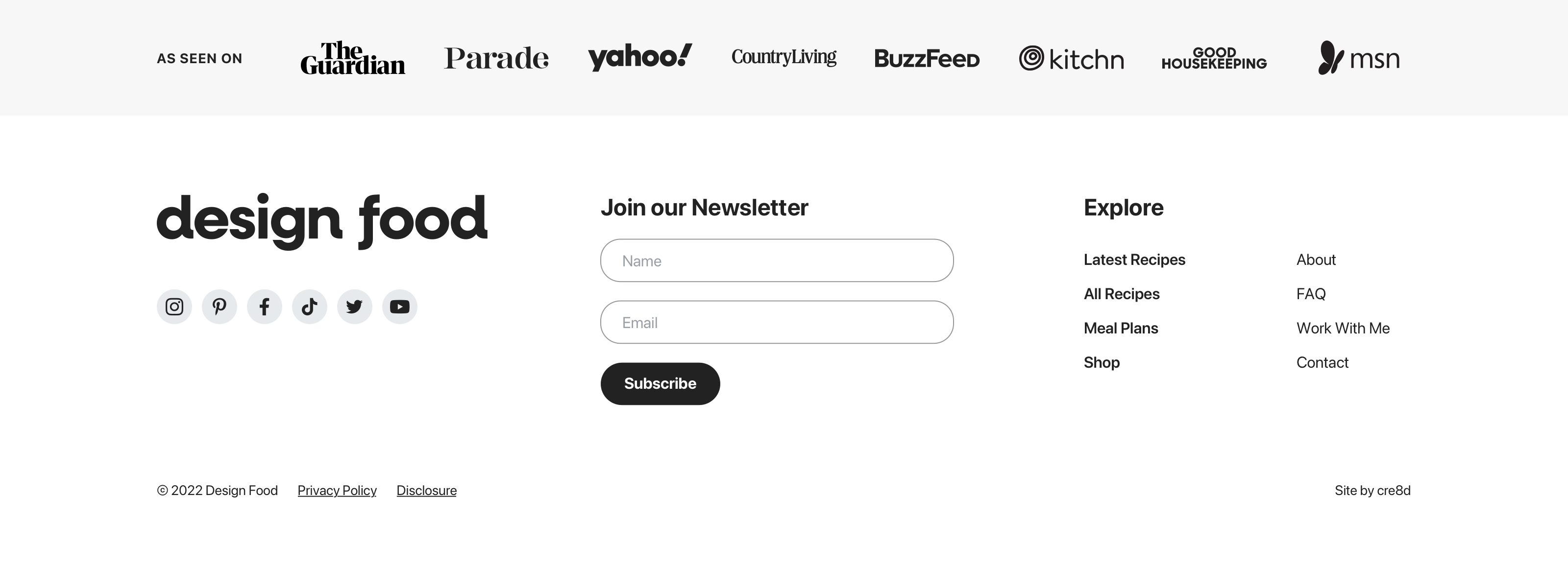 Designing a Food Blog Footer - by Rachel Cunliffe
