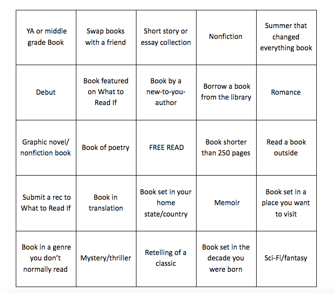 You’re Working on Your Summer Reading Bingo Card