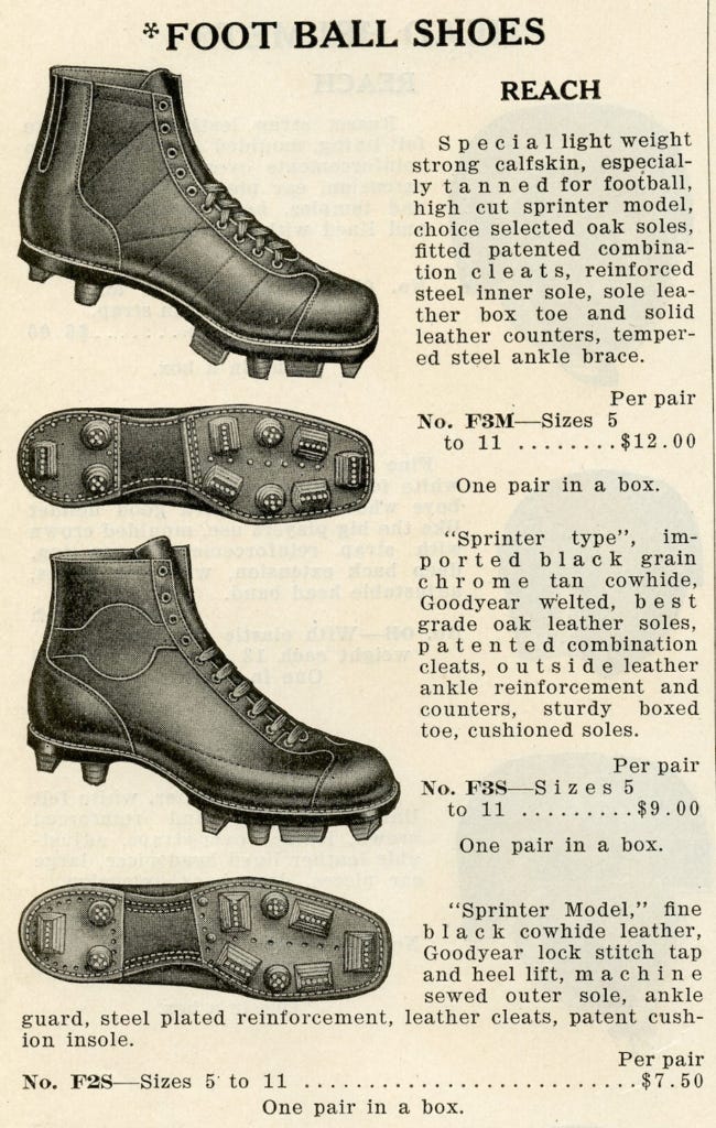 Football History As Told By Sporting Goods Catalogs: Cleats and Shoes