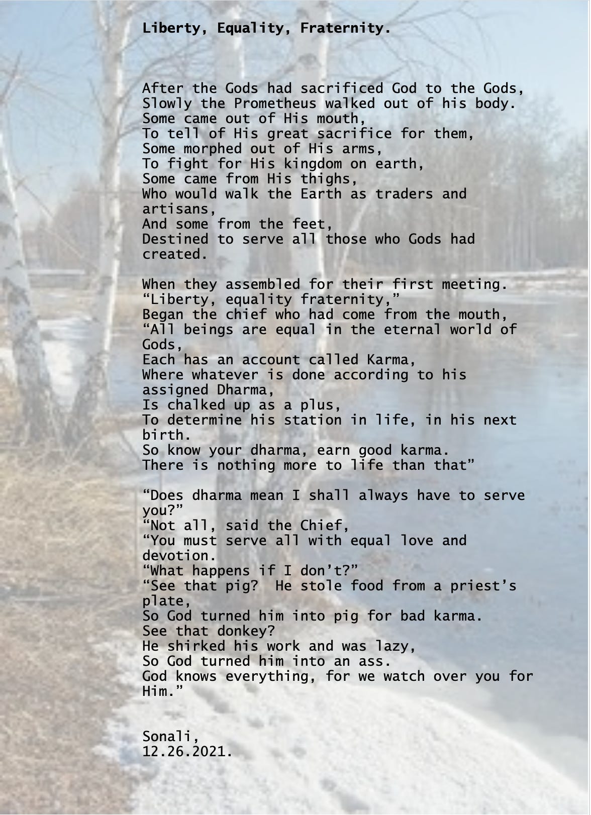 Liberty, Equality, Fraternity - by Sonali Ranade