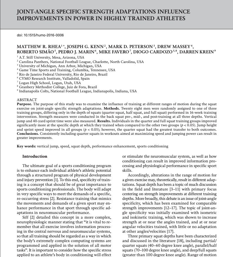 Quarter vs half vs full squats: Which one improves sprint speed and ...