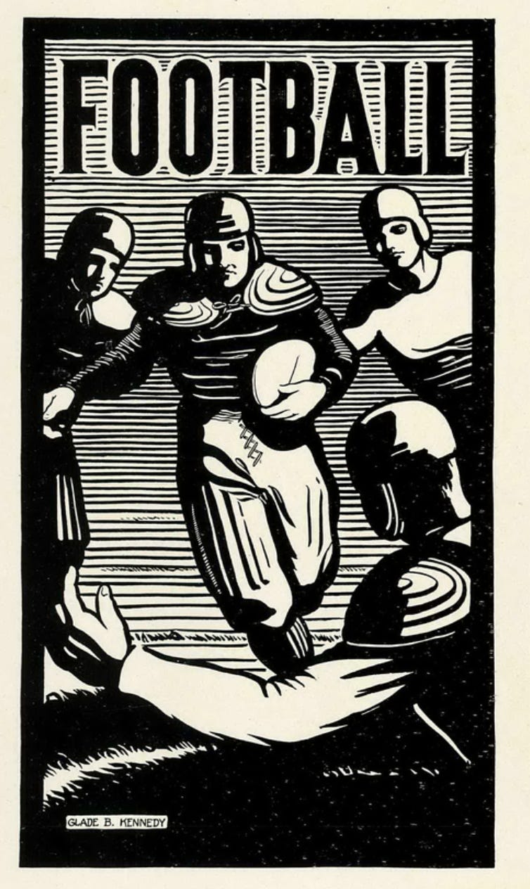 College Yearbook Football Art - Football Archaeology