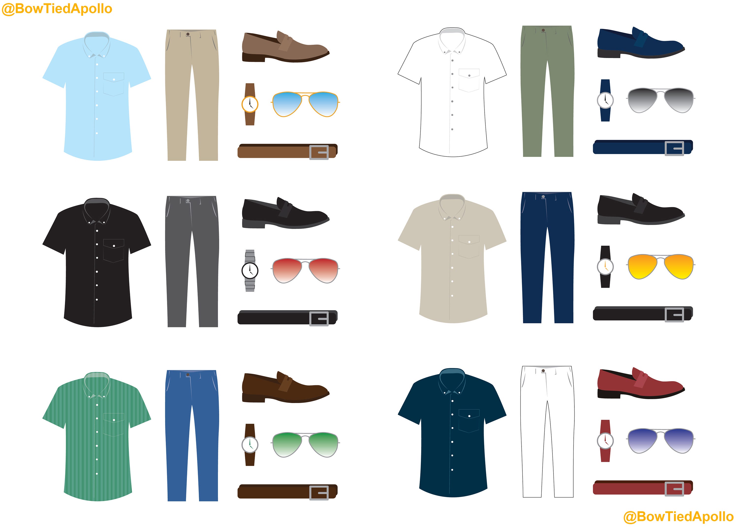 Monochromatic Styles & Example Color Pairings In Men's Fashion