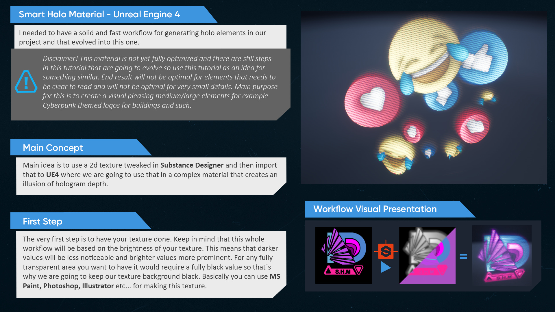 Clever UE4 Hologram Material - by kimmo kaunela