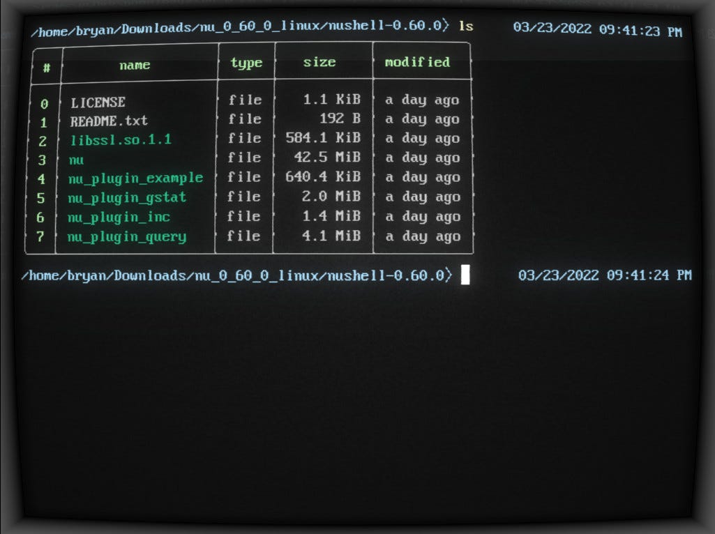 Nushell 0.6 is the coolest shell. Maybe ever.