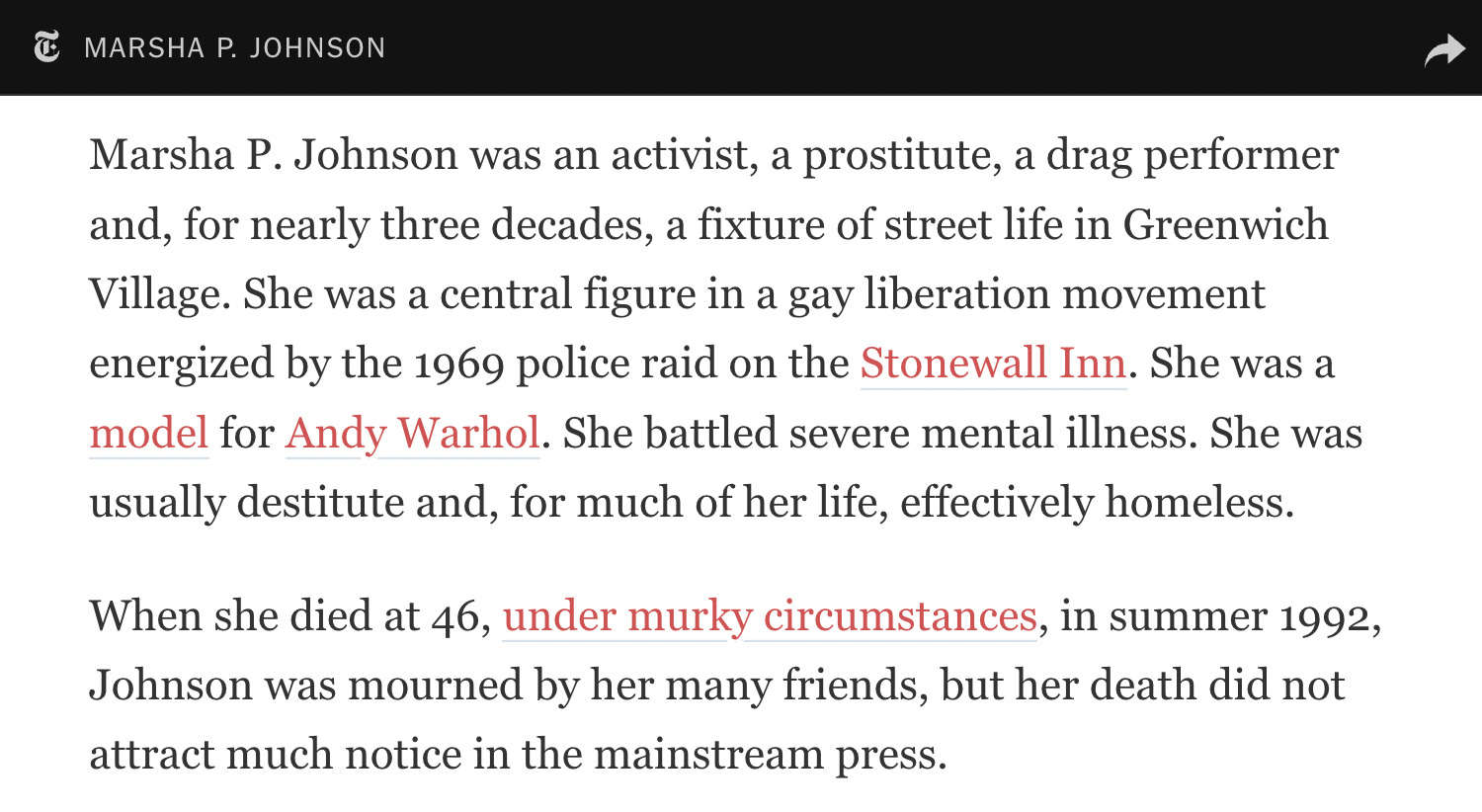 "New" Archives: the Life of Marsha P. Johnson