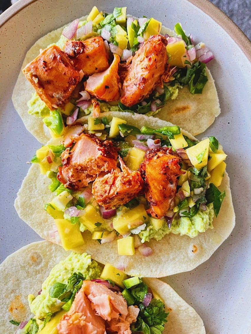 honey chipotle salmon tacos