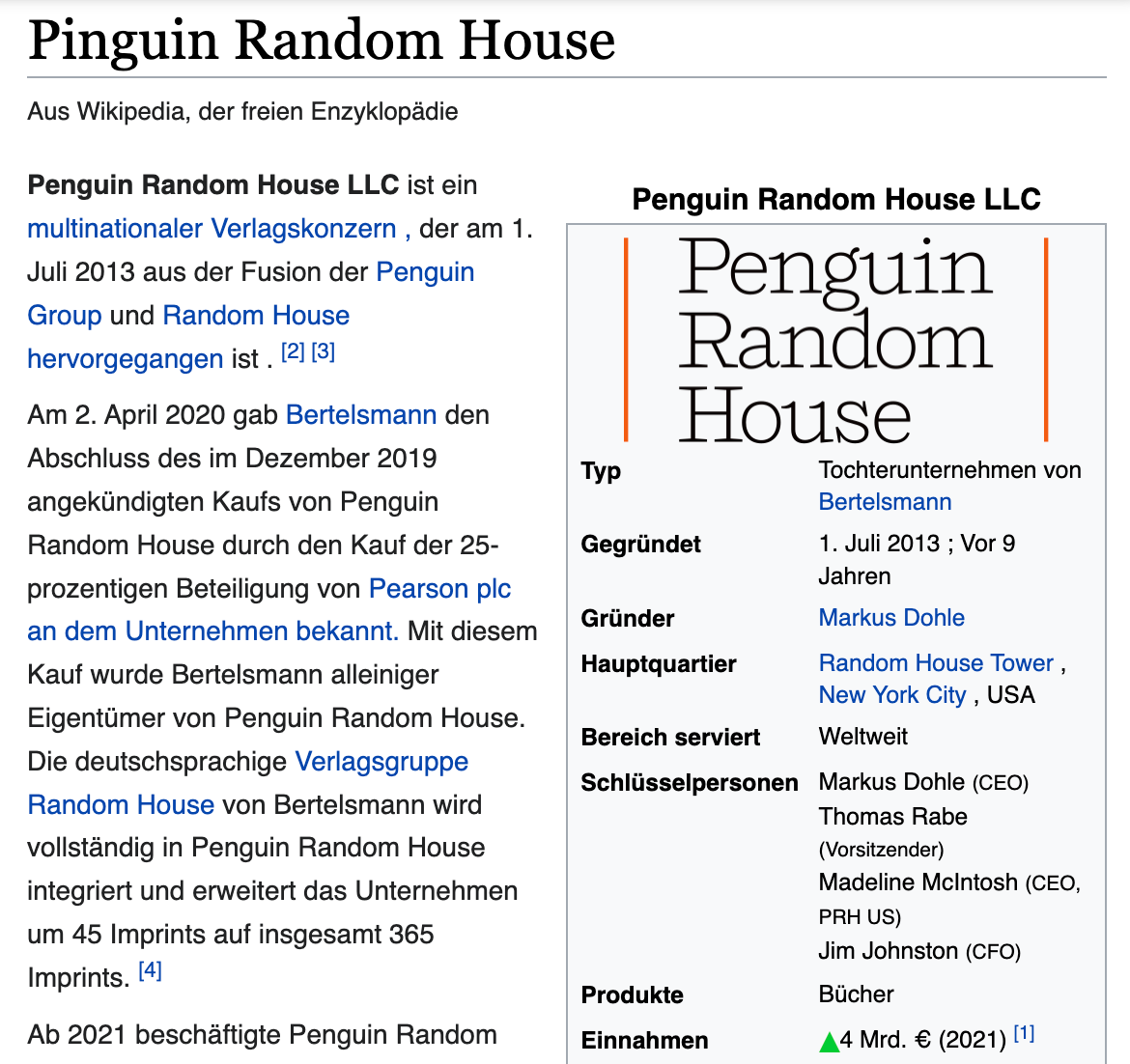 Geplatzt: Bertelsmann Buchtochter Penguin Random House wollte US ...