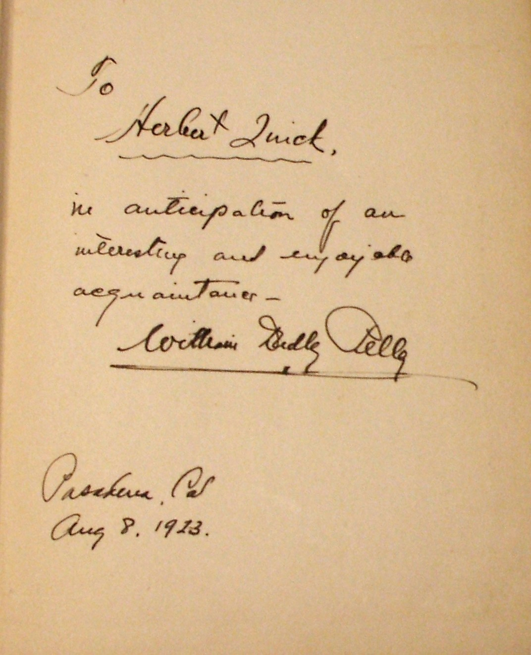 Early Pelley Autographs - by Vance Pollock