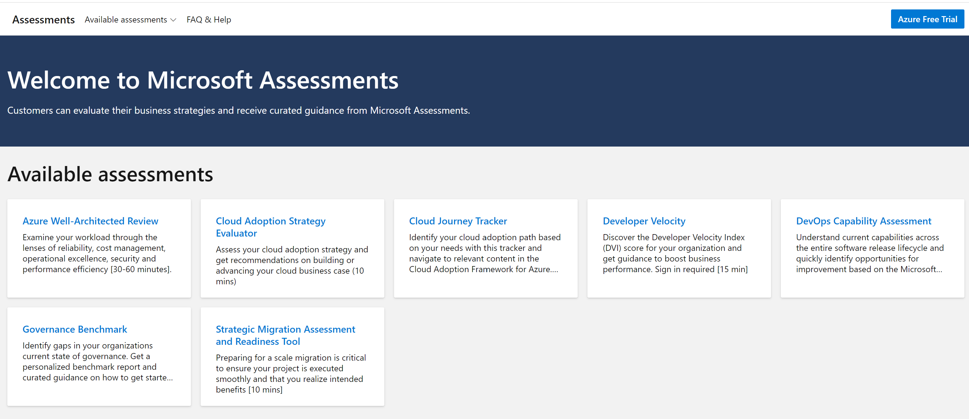 The Microsoft Assessment for Cloud workloads