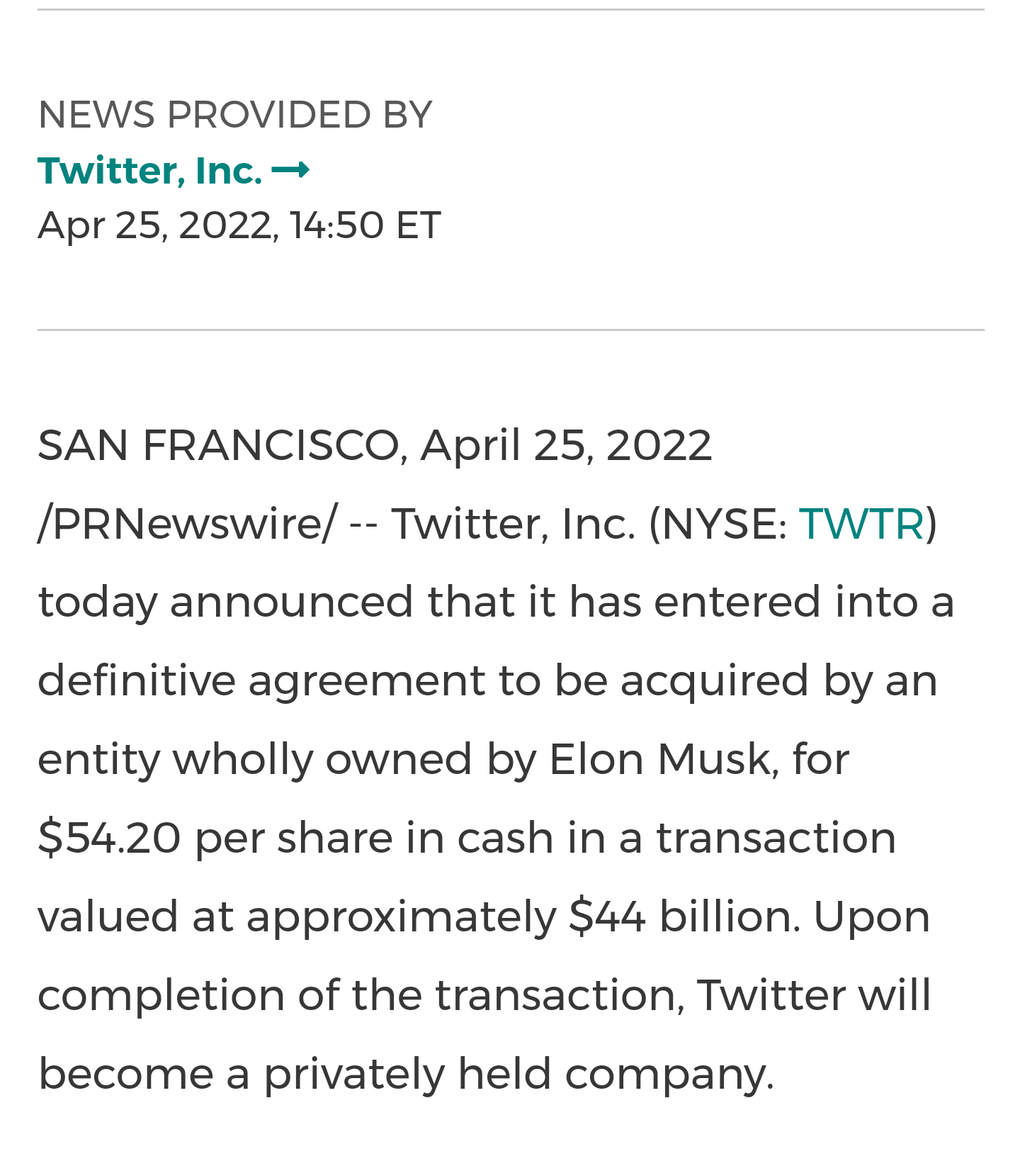 Eating crow: Musk enters into agreement to buy Twitter