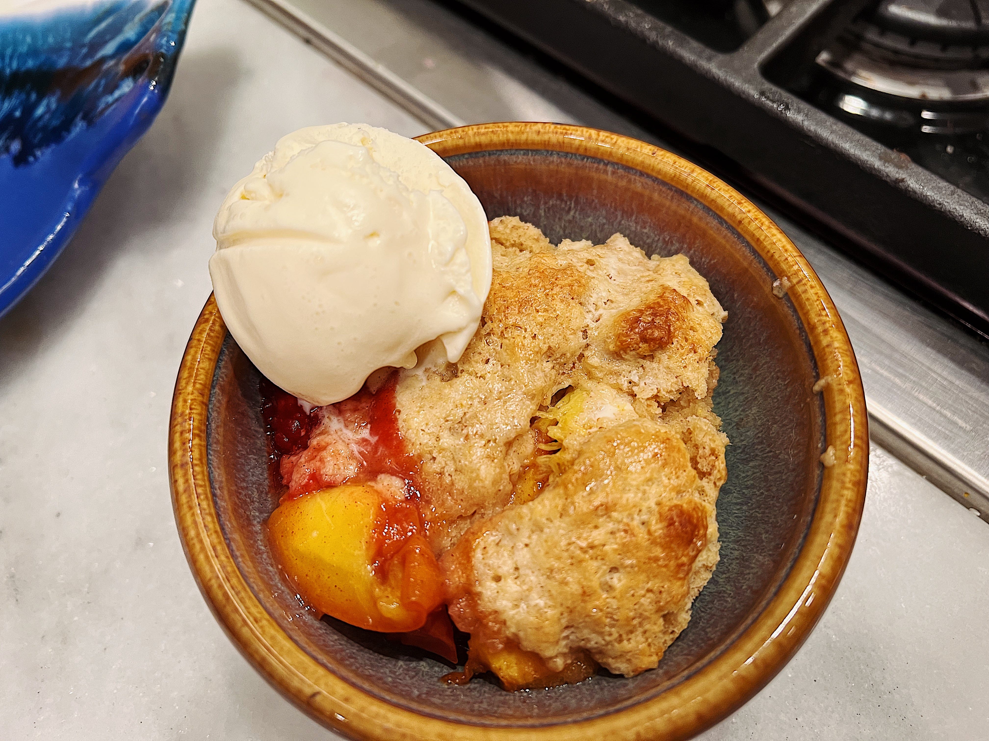 Peach Cornbread Cobbler - by Kate Ray - soft leaves