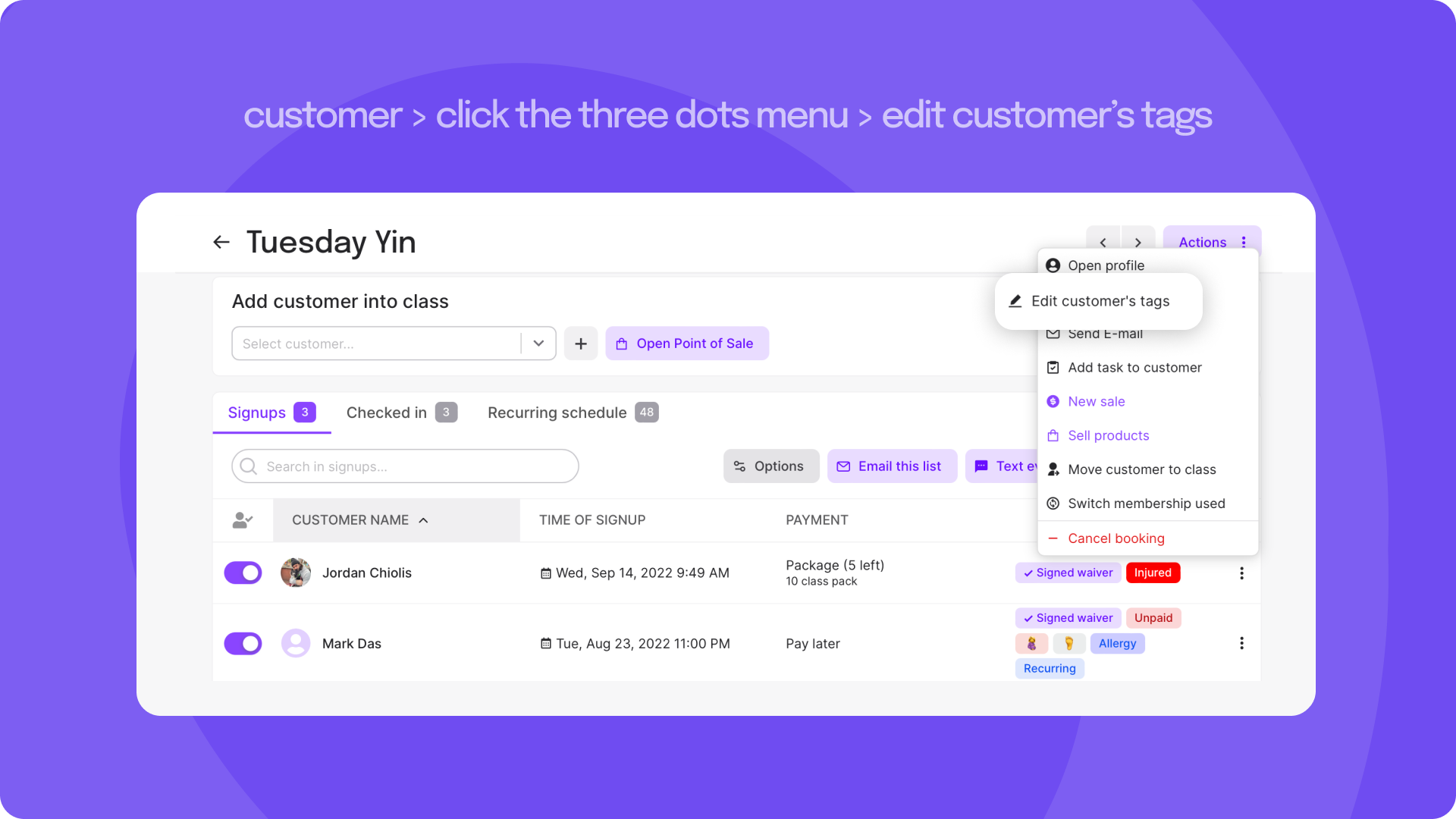 Tagging Customers for Organization & Review