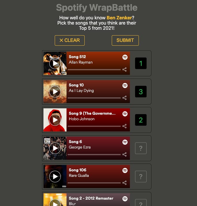 Building a Spotify Wrapped Game For My Friends
