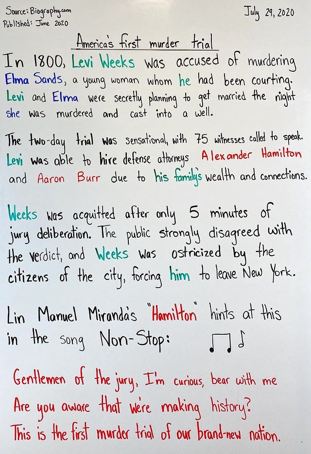 July 29: America’s first murder trial - by Danny Sheridan