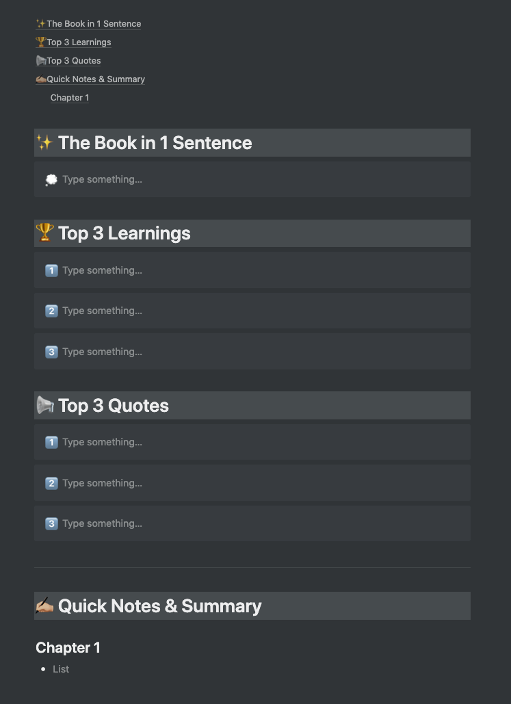Free Notion Books Template - by Brendan Shih