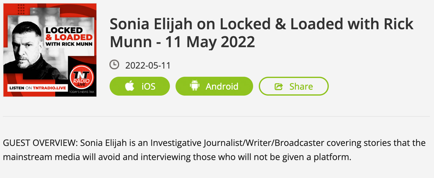 Rick Munn from Locked &Loaded interviews me on my report on C-19 ...