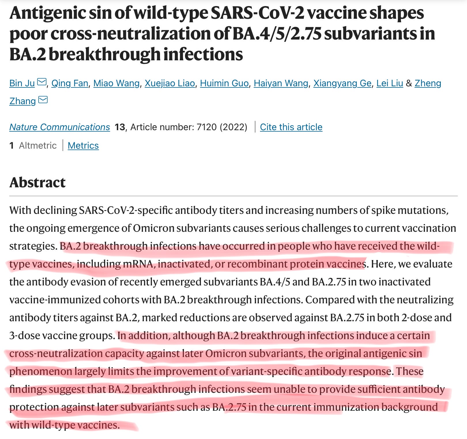 More antigenic sin, immune shift in persistent infection