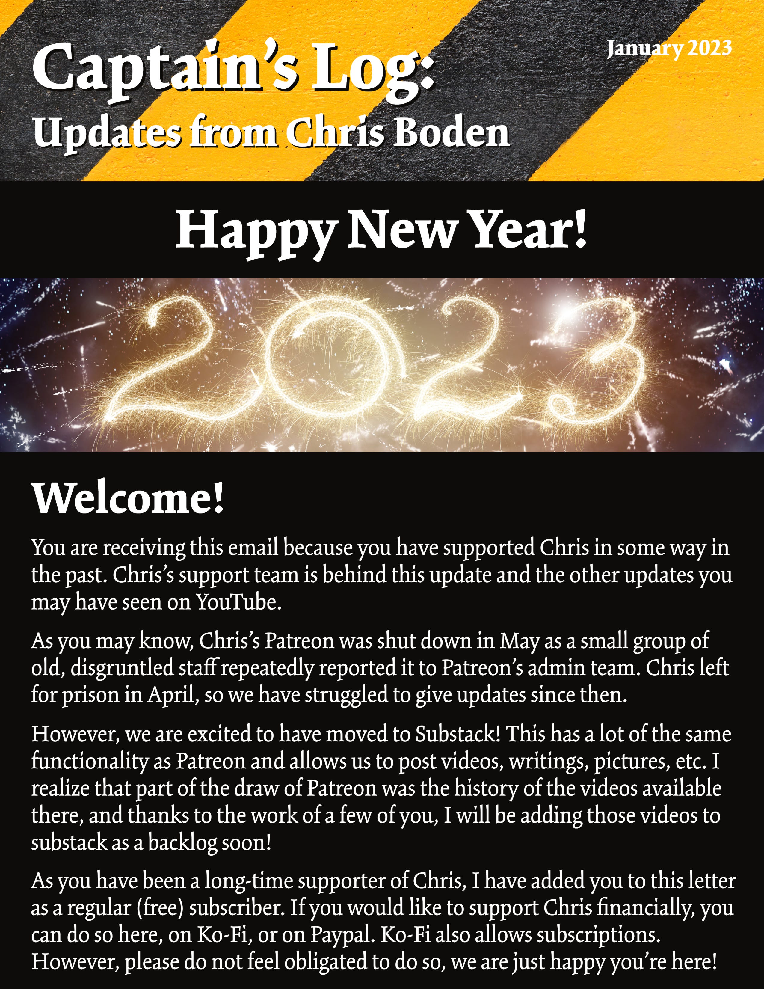 Welcome! - by Chris Boden - Captain's Log
