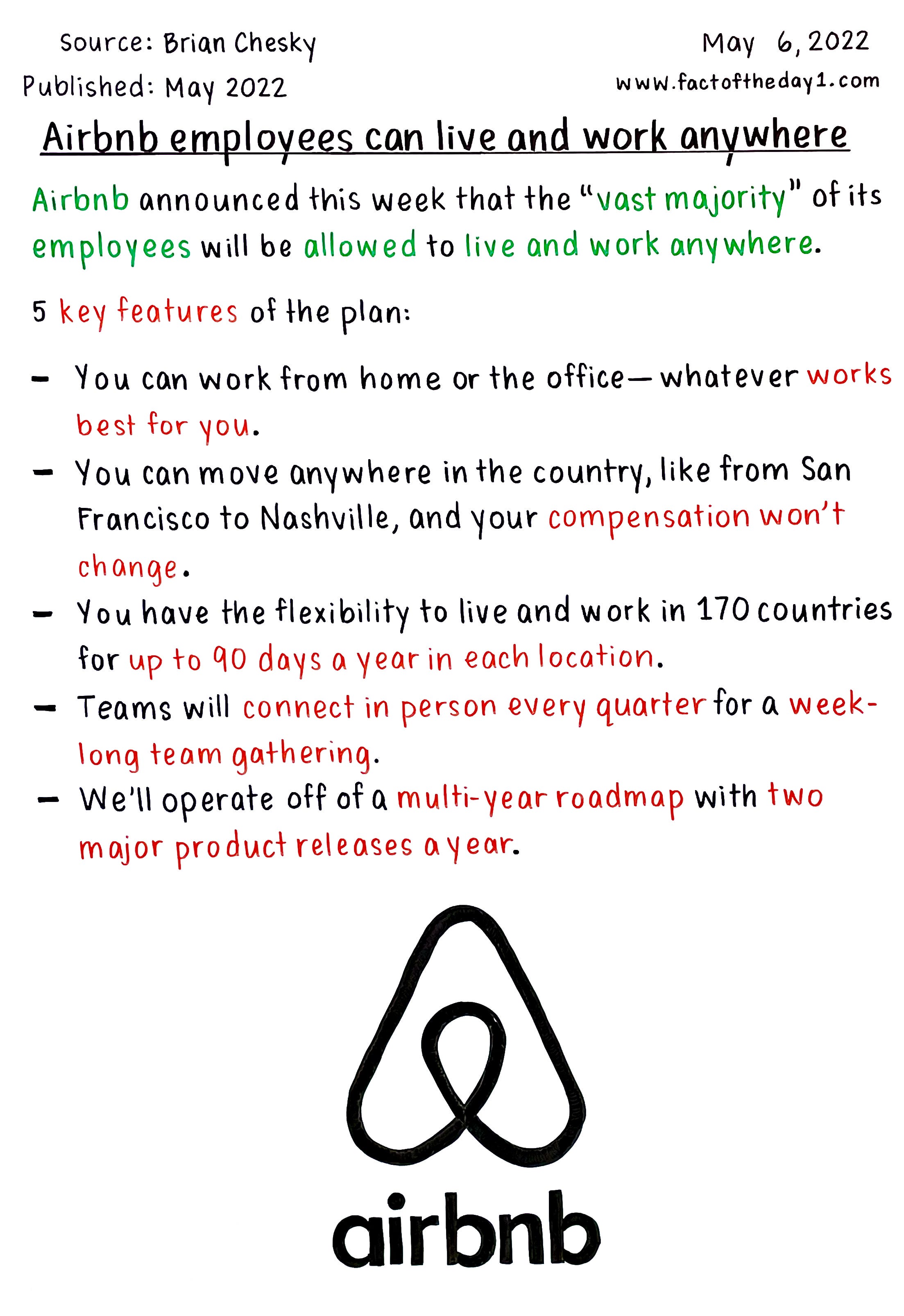 May 6: Airbnb employees can live and work anywhere
